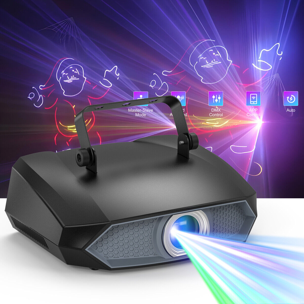 Laser Light Full Color 3D Animation effect Projector Light App DMX ...