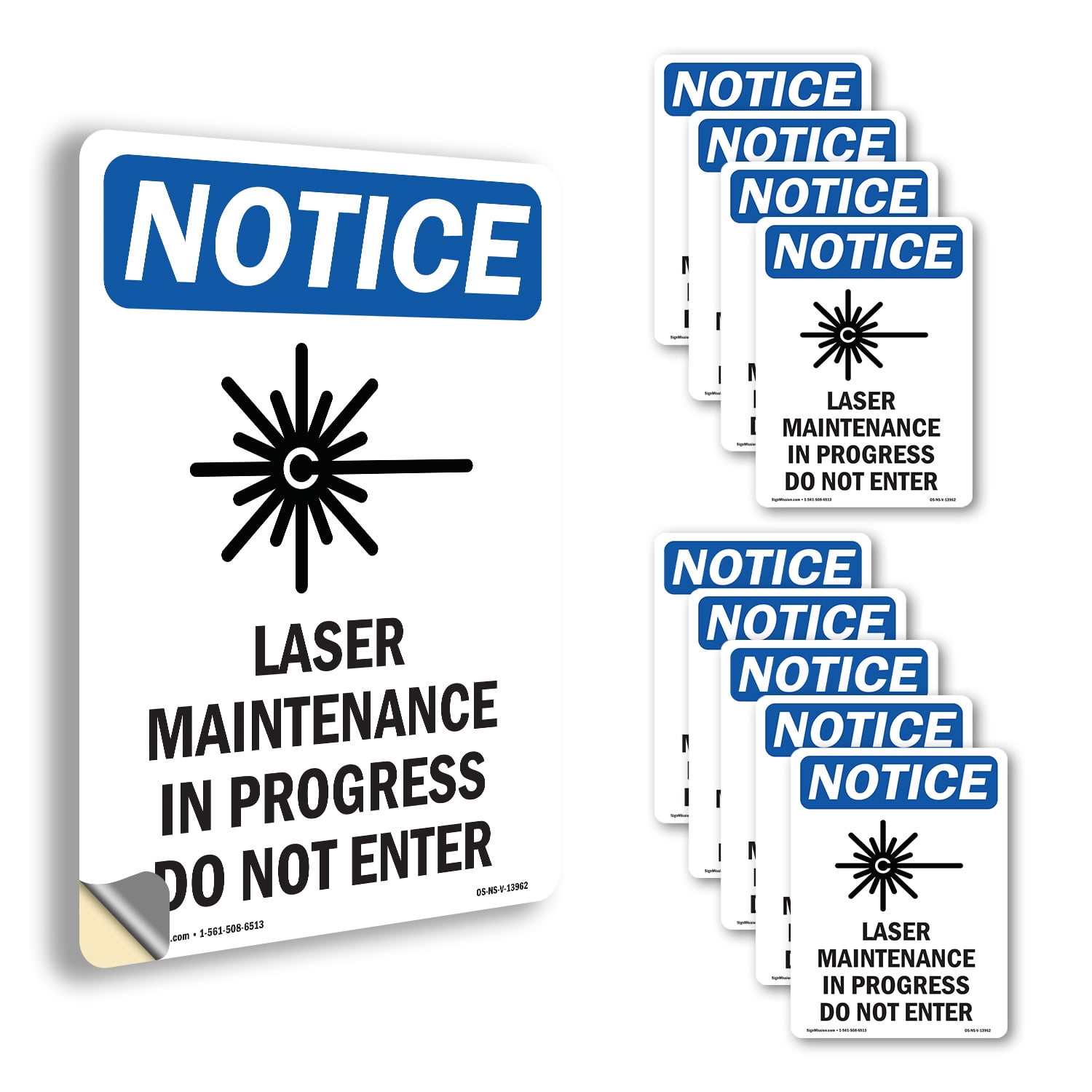 Laser Maintenance In With Symbol OSHA Notice Vinyl Decal Label 10 Inch ...