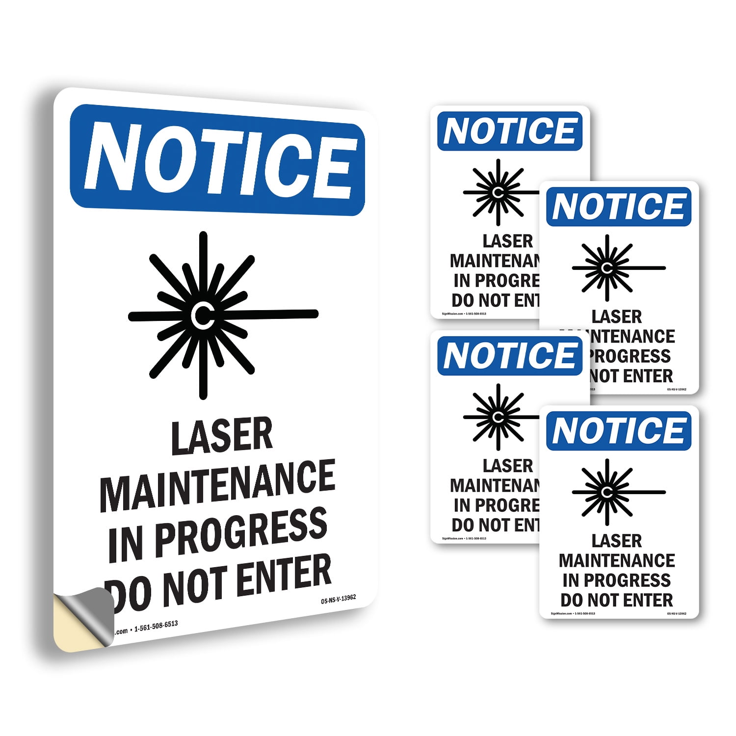 Laser Maintenance In With Symbol OSHA Notice Vinyl Decal Label 5 Inch x ...
