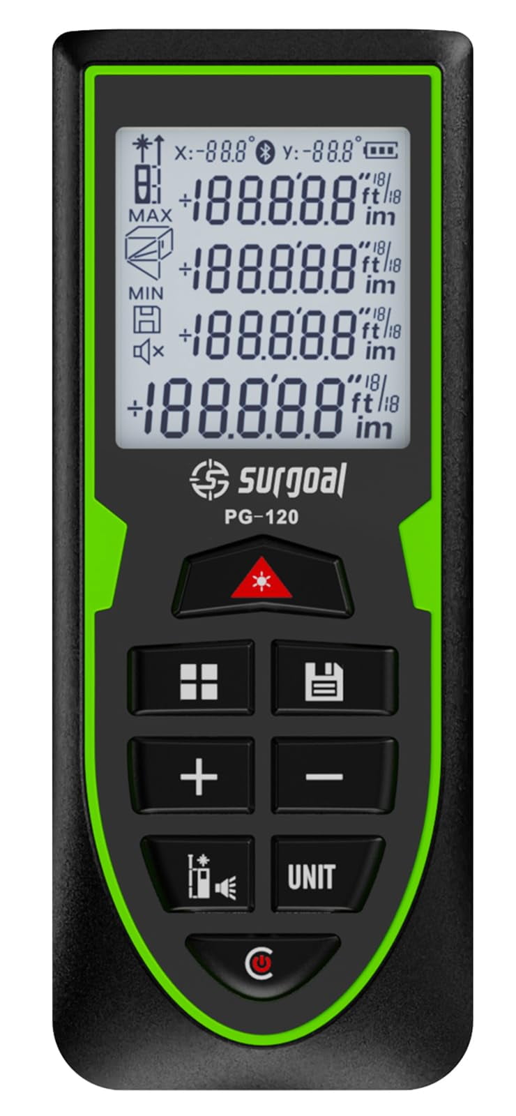 Laser Measure 120m/393.7ft Li-on Rechargeable Digital Laser Measurement ...