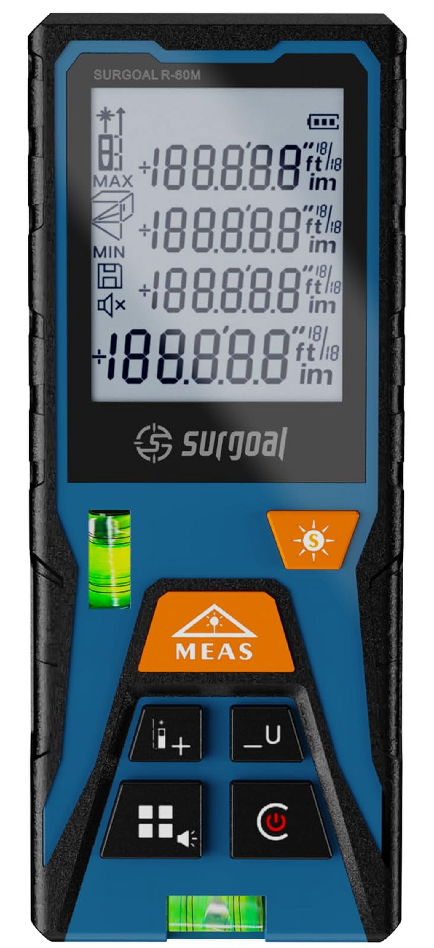 Laser Measure with 2 Bubble Levels 196/328ft Outdoor Digital Laser ...