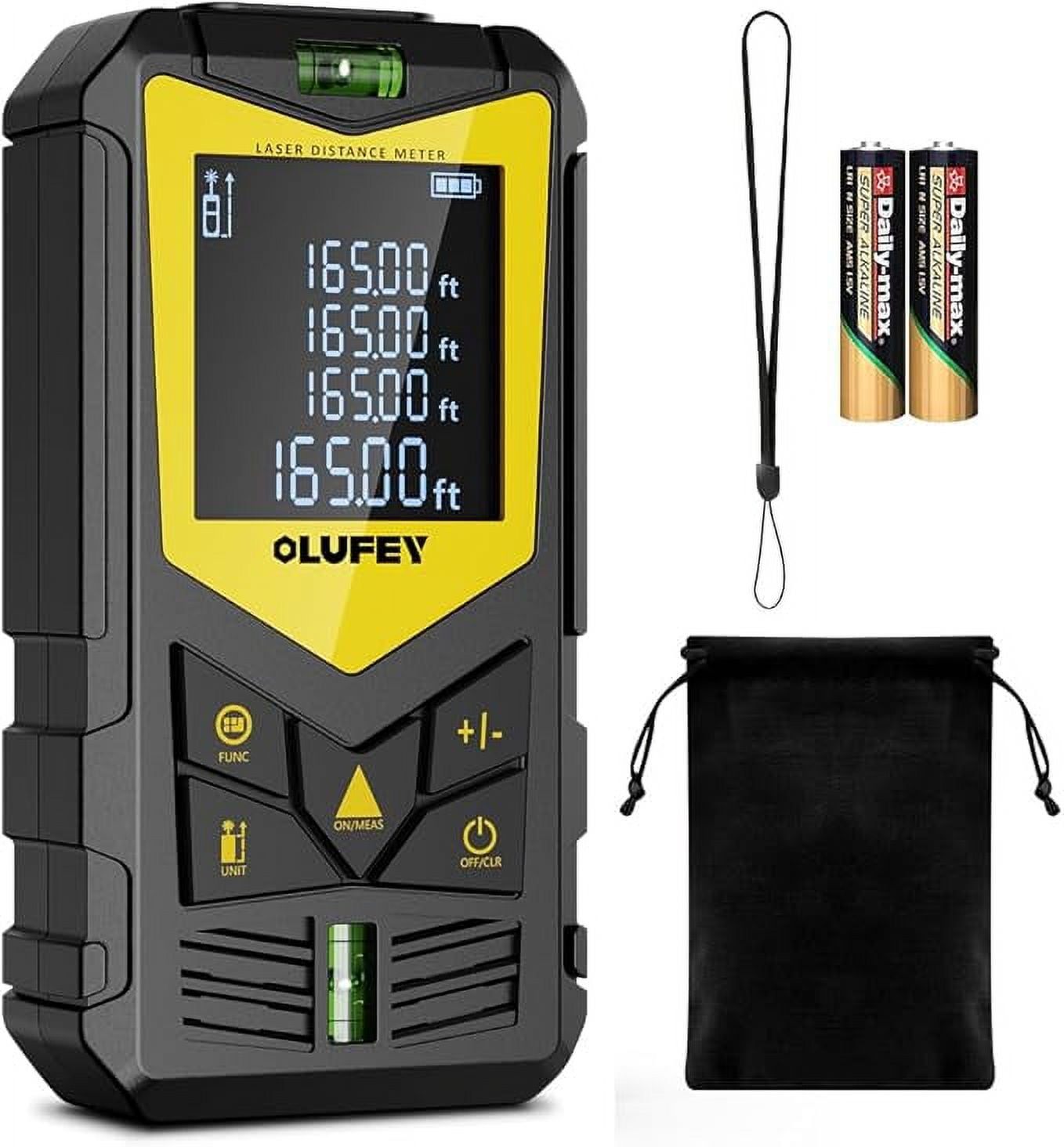 Laser Measure, OLUFEY 165ft Laser Distance Meter with 2 Bubble Levels ...