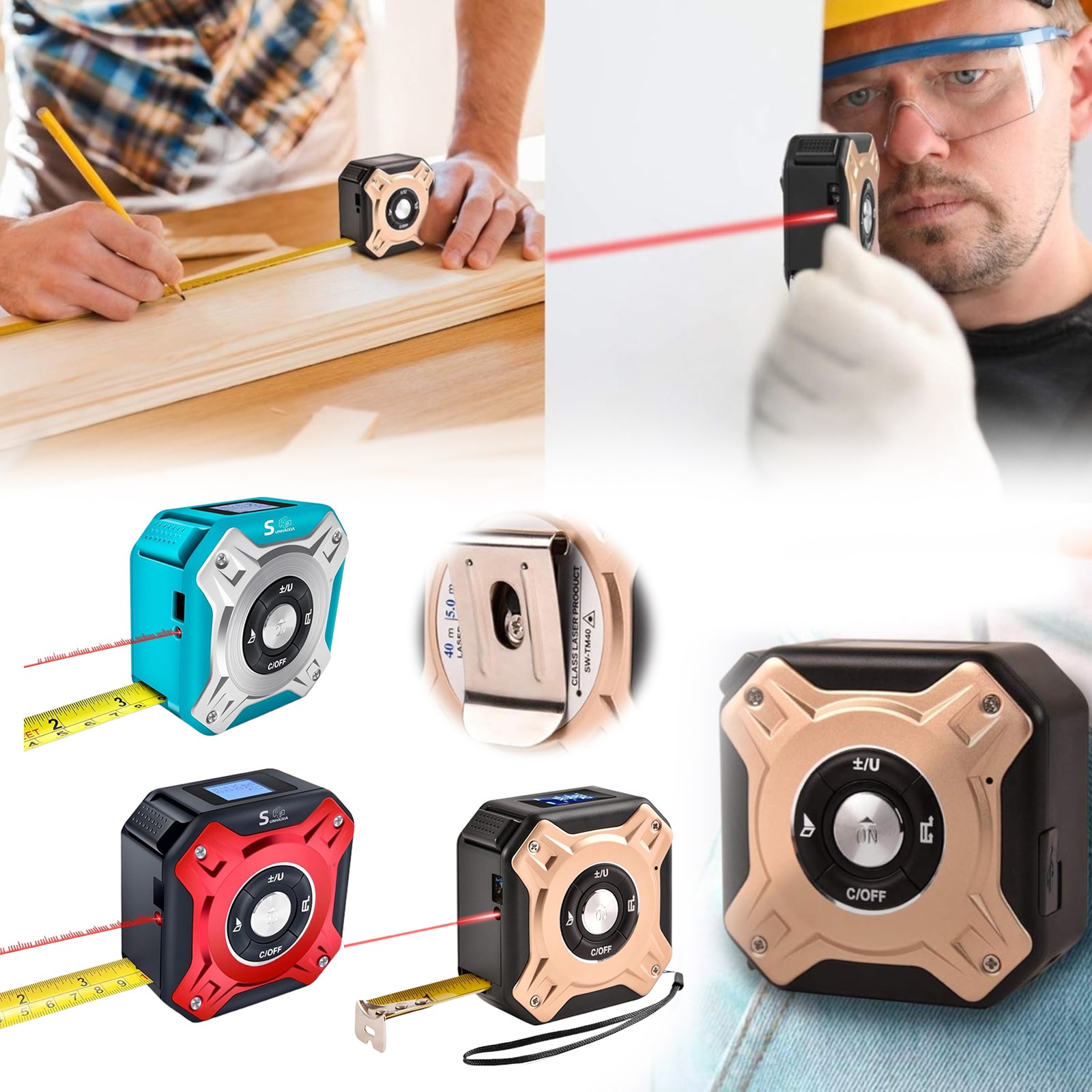 Laser Measuring Tape Red Clearance! 2 in 1 Digital Tape Measure | 130Ft ...