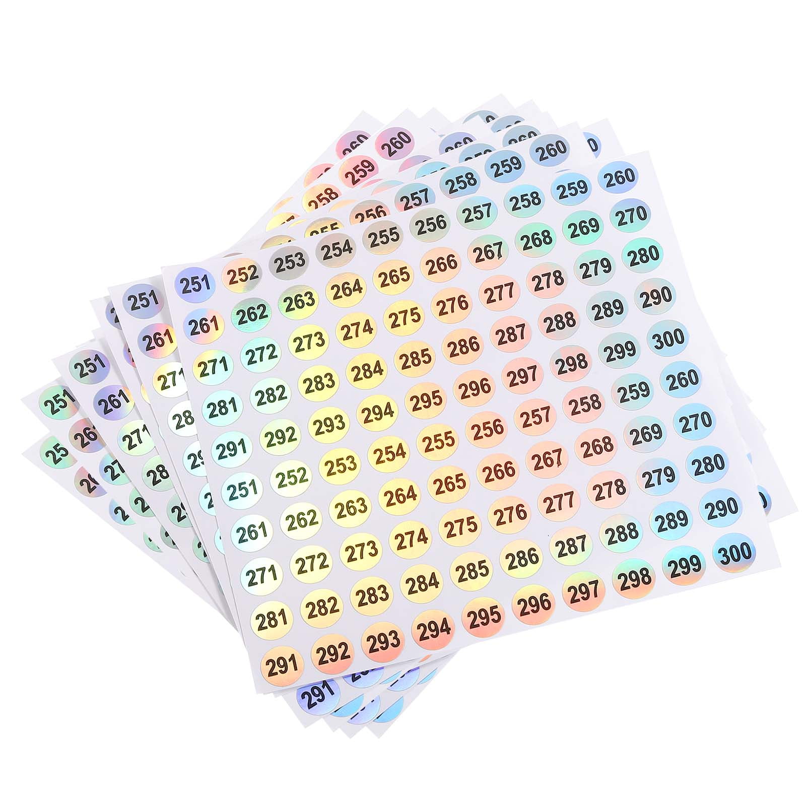 Laser Number Stickers, Number 251 to 300 Round Self Adhesive Reflective ...