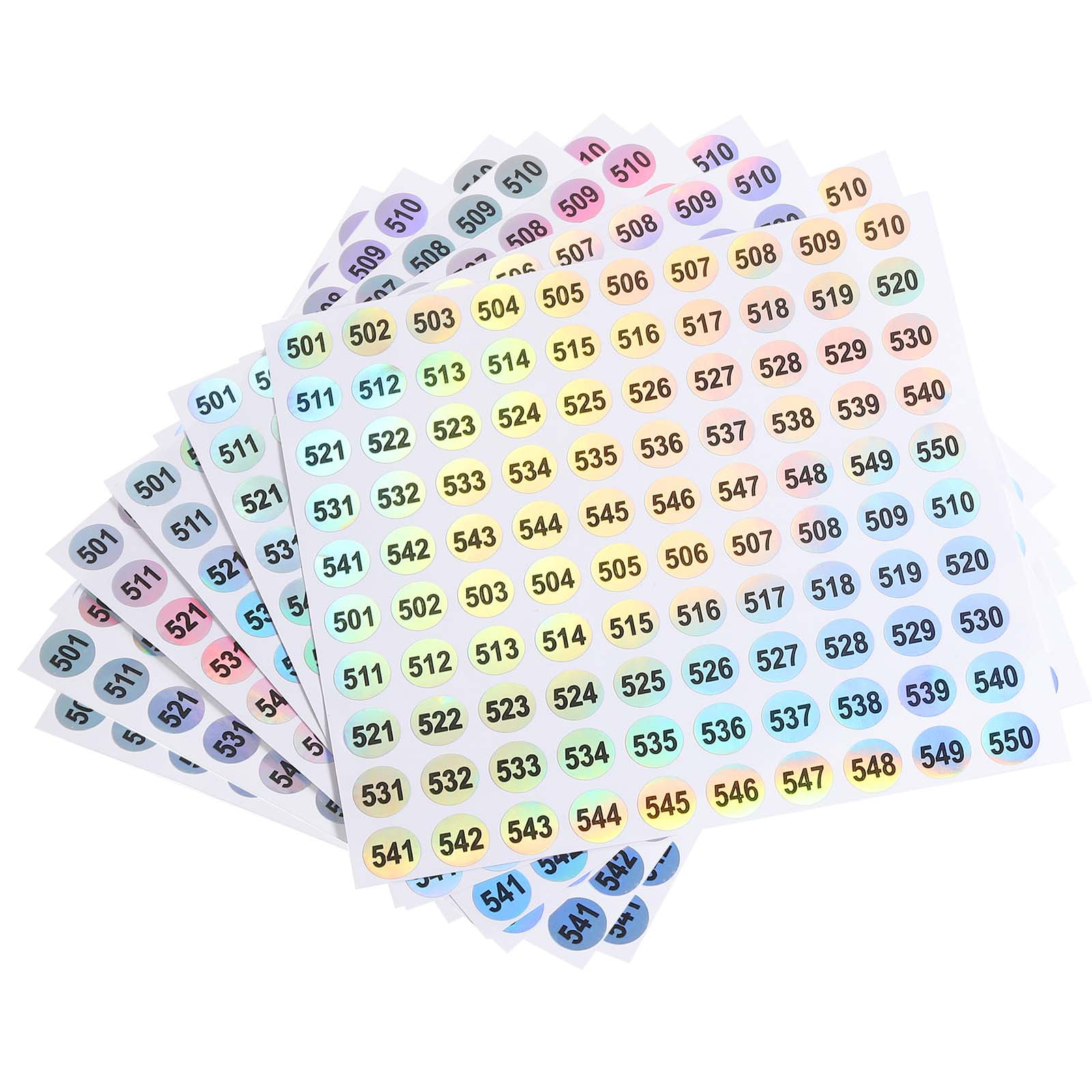 Laser Number Stickers, Number 501 to 550 Round Self Adhesive Reflective ...