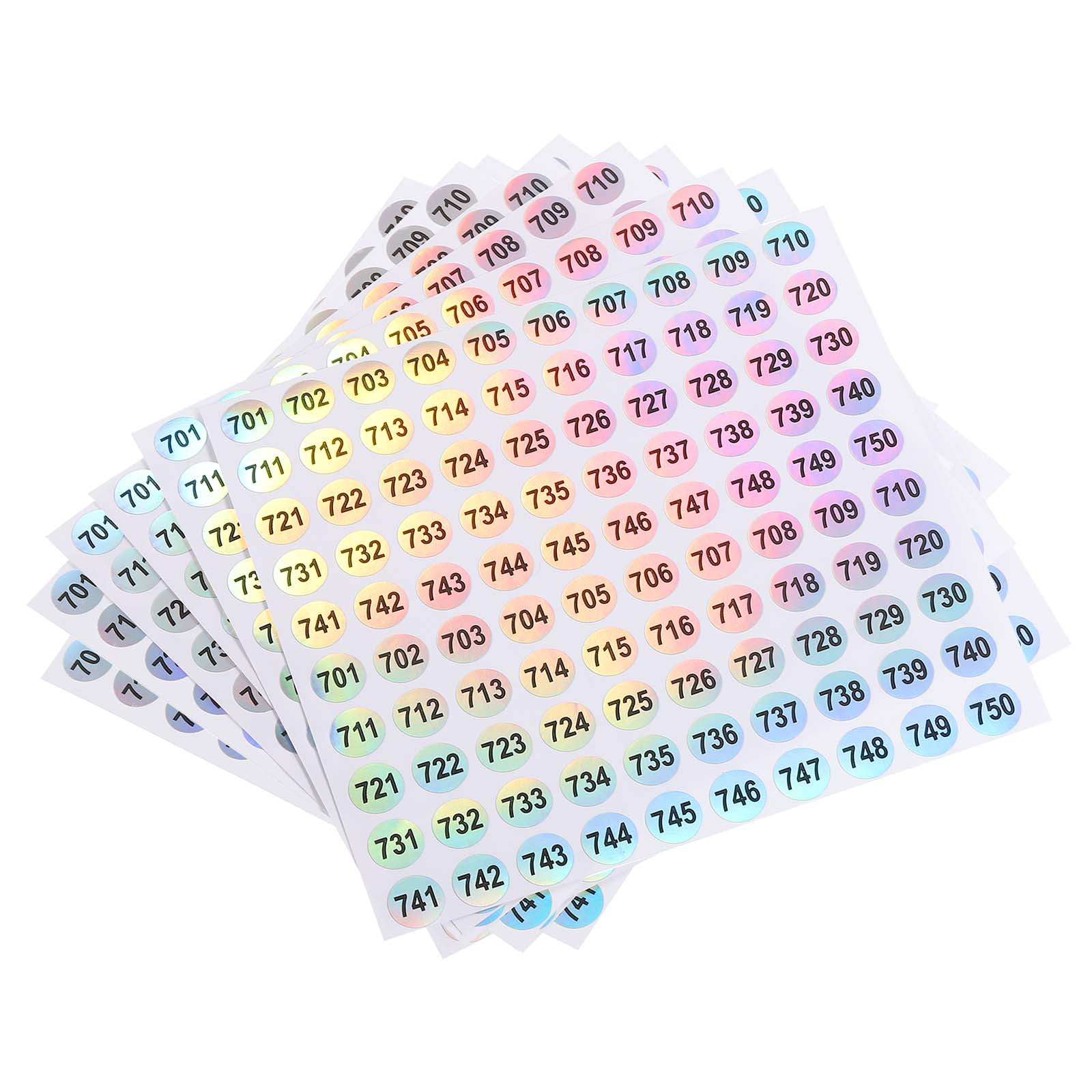 Laser Number Stickers, Number 701 to 750 Round Self Adhesive Reflective ...