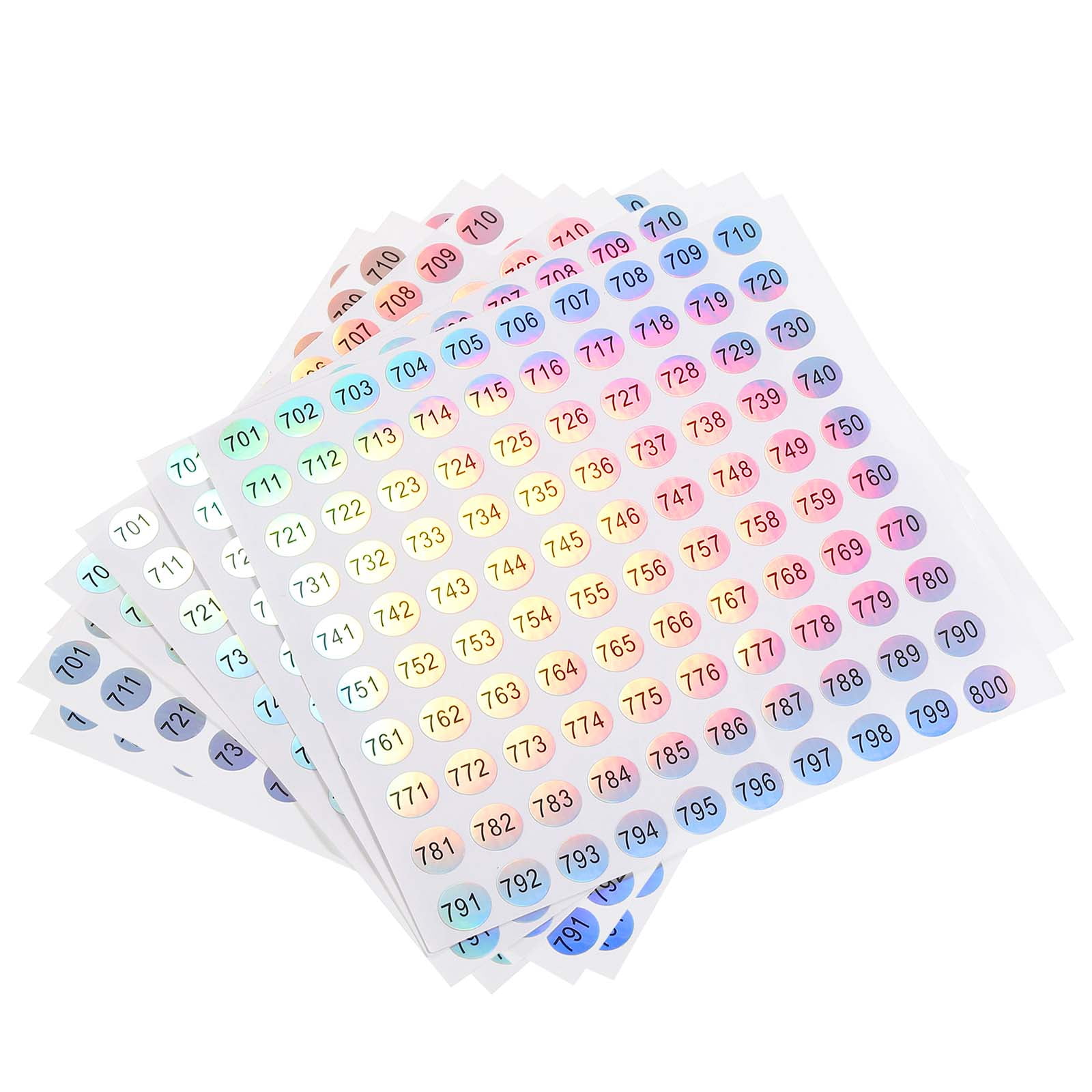 Laser Number Stickers, Number 701 to 800 Round Self Adhesive Reflective ...