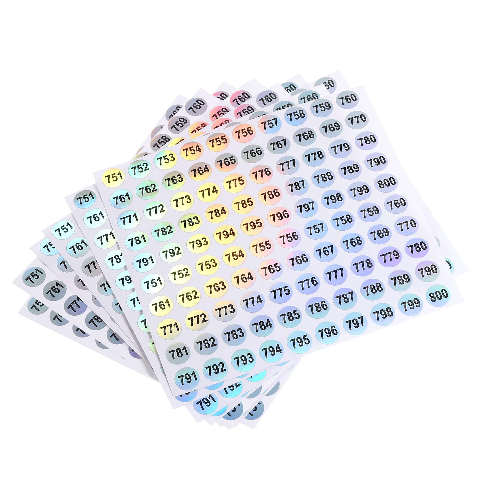 Laser Number Stickers, Number 751 to 800 Round Self Adhesive Reflective ...