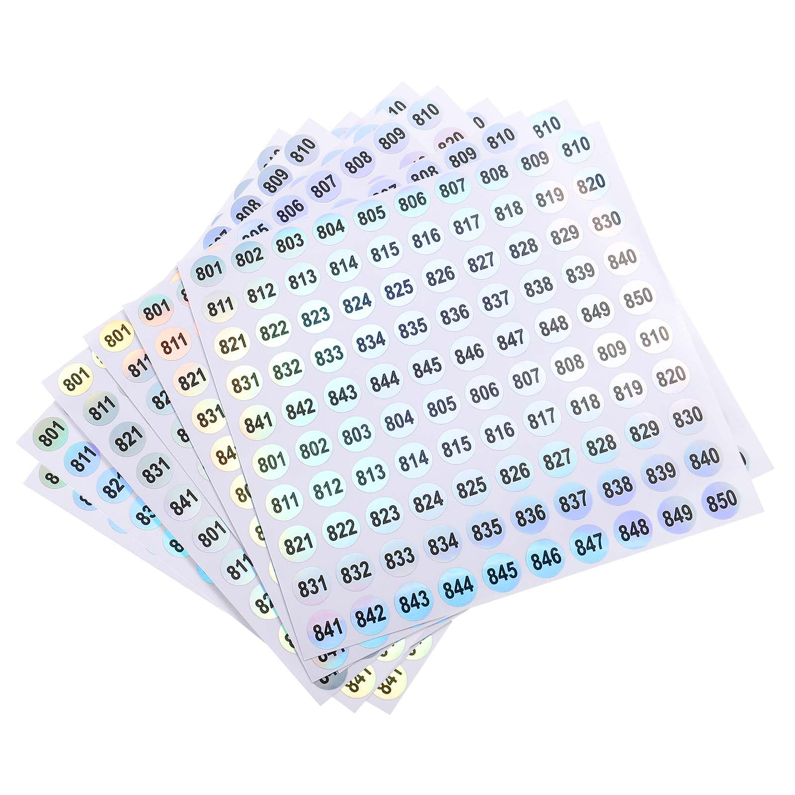 Laser Number Stickers, Number 801 to 850 Round Self Adhesive Reflective ...