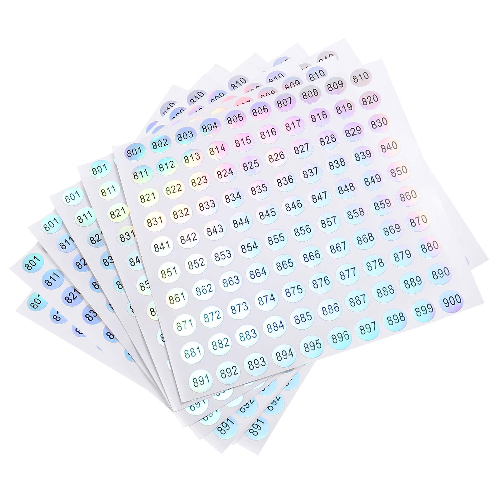 Laser Number Stickers, Number 801 to 900 Round Self Adhesive Reflective ...