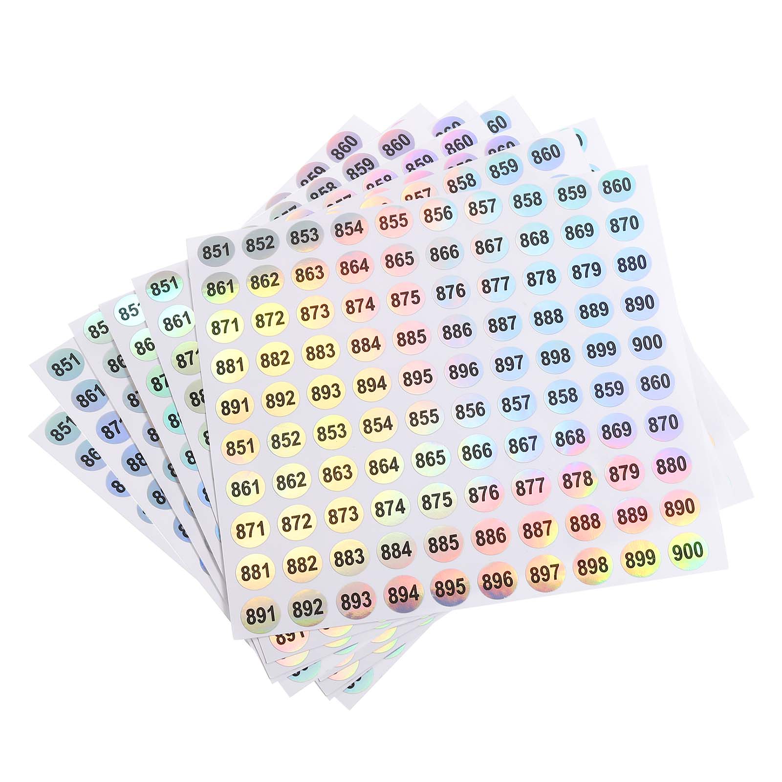 Laser Number Stickers, Number 851 to 900 Round Self Adhesive Reflective ...