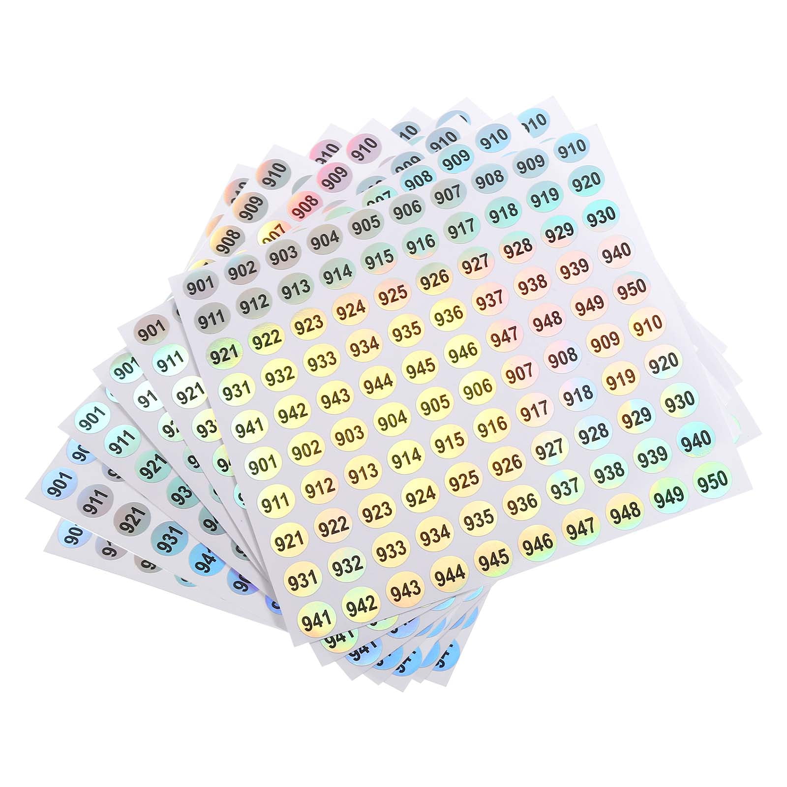 Laser Number Stickers, Number 901 to 950 Round Self Adhesive Reflective ...