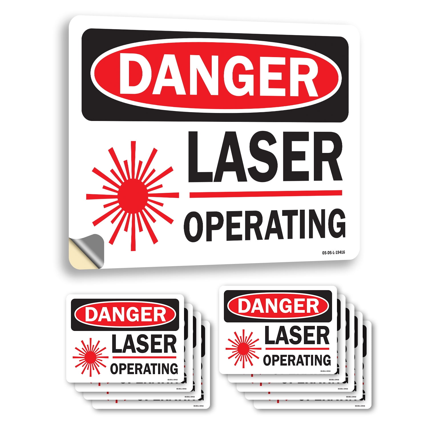 Laser Operating with Graphic OSHA Danger Vinyl Decal Label 10 Inch x 7 ...