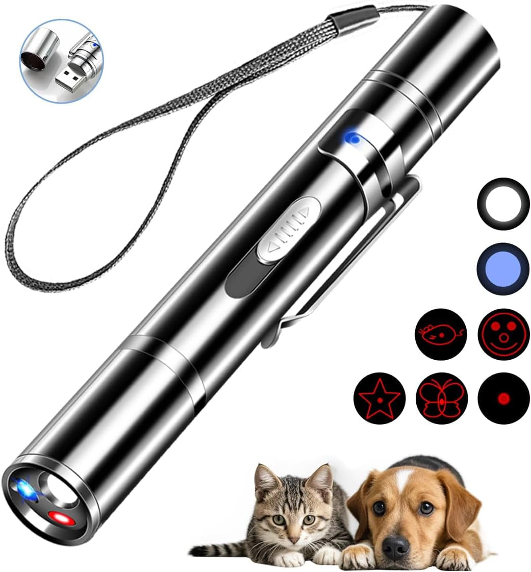Laser Pointer Cat Toys, Cat Laser Pointer Toy with Three Light Modes, Five Adjustable Patterns ...