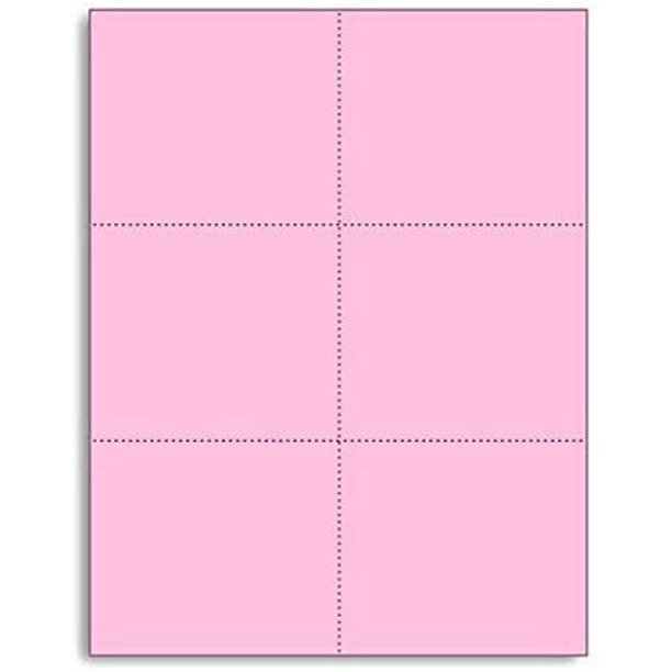Laser Printer Blank Perforated Cards 6 up per Page Pink, 6000 Cards ...