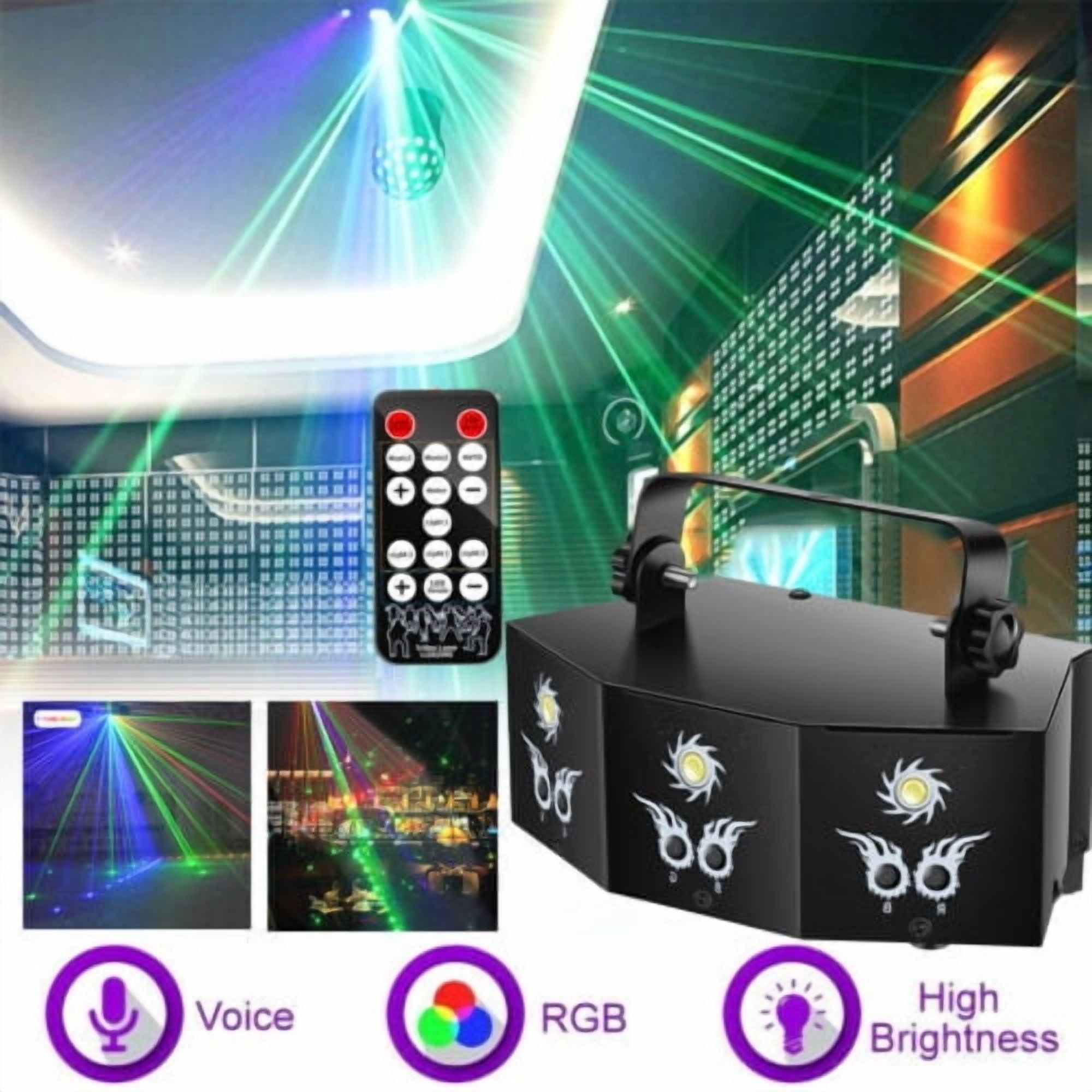 Laser Projector LED RGB Stage Strobe Light DMX512 + Remote DJ Disco ...