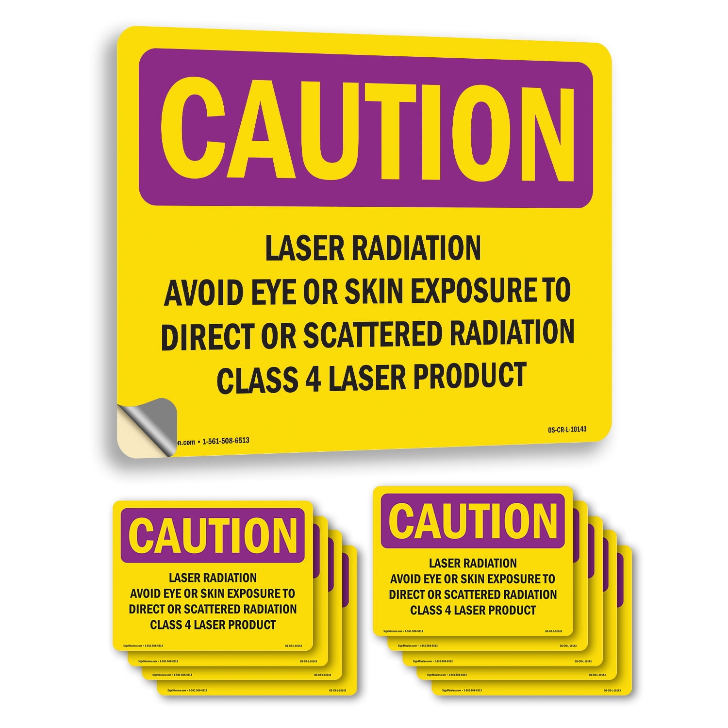Laser Radiation Avoid Eye Or Skin Exposure OSHA Caution Radiation Vinyl ...
