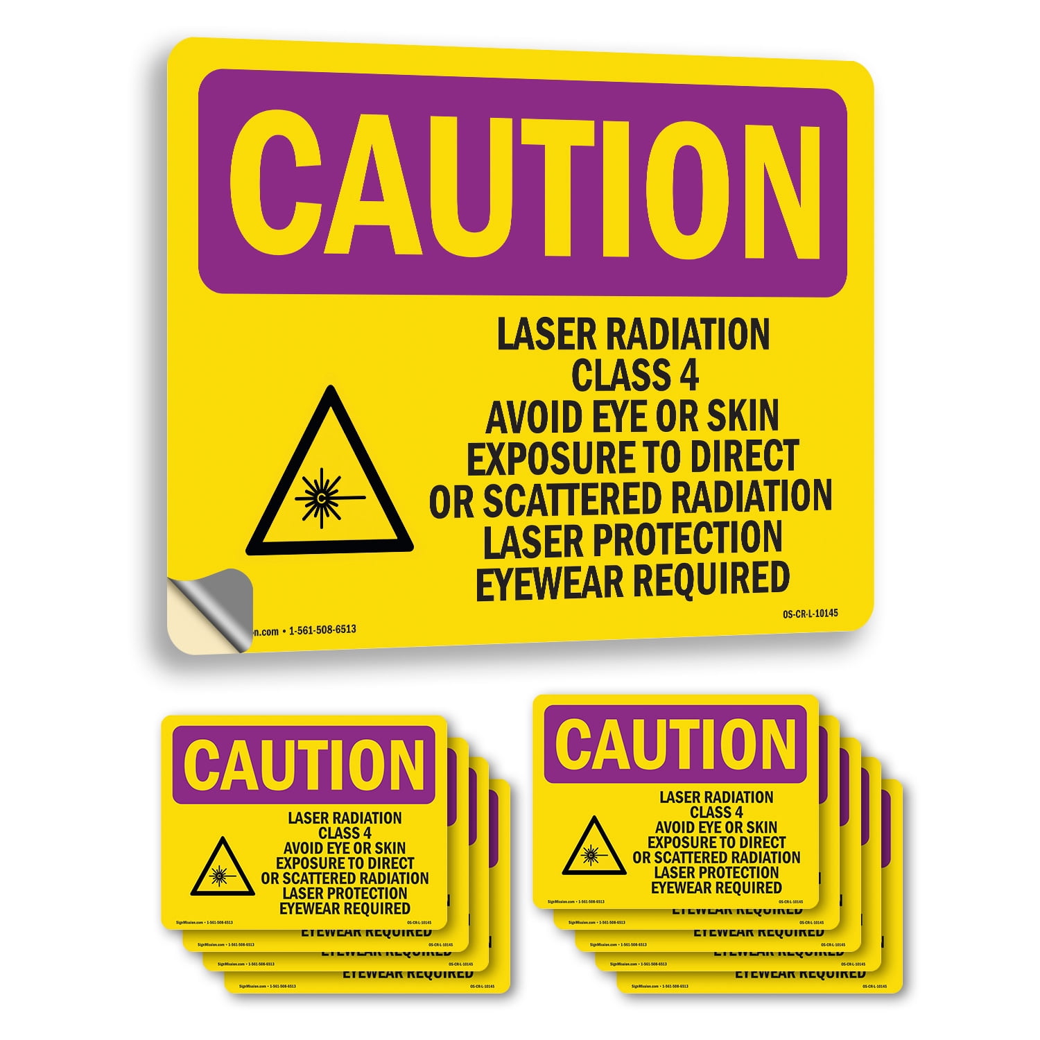 Laser Radiation Class 4 Avoid With Symbol OSHA Caution Radiation Vinyl ...