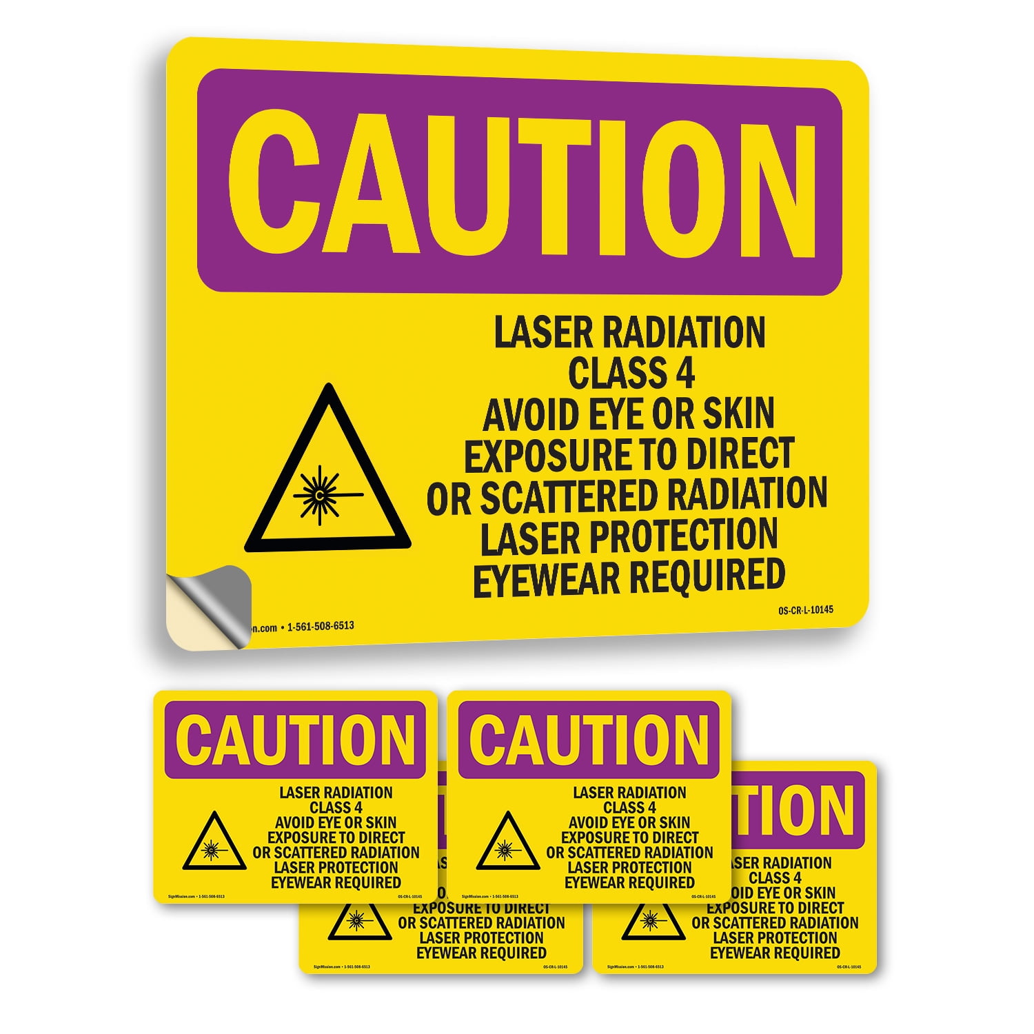 Laser Radiation Class 4 Avoid With Symbol OSHA Caution Radiation Vinyl ...