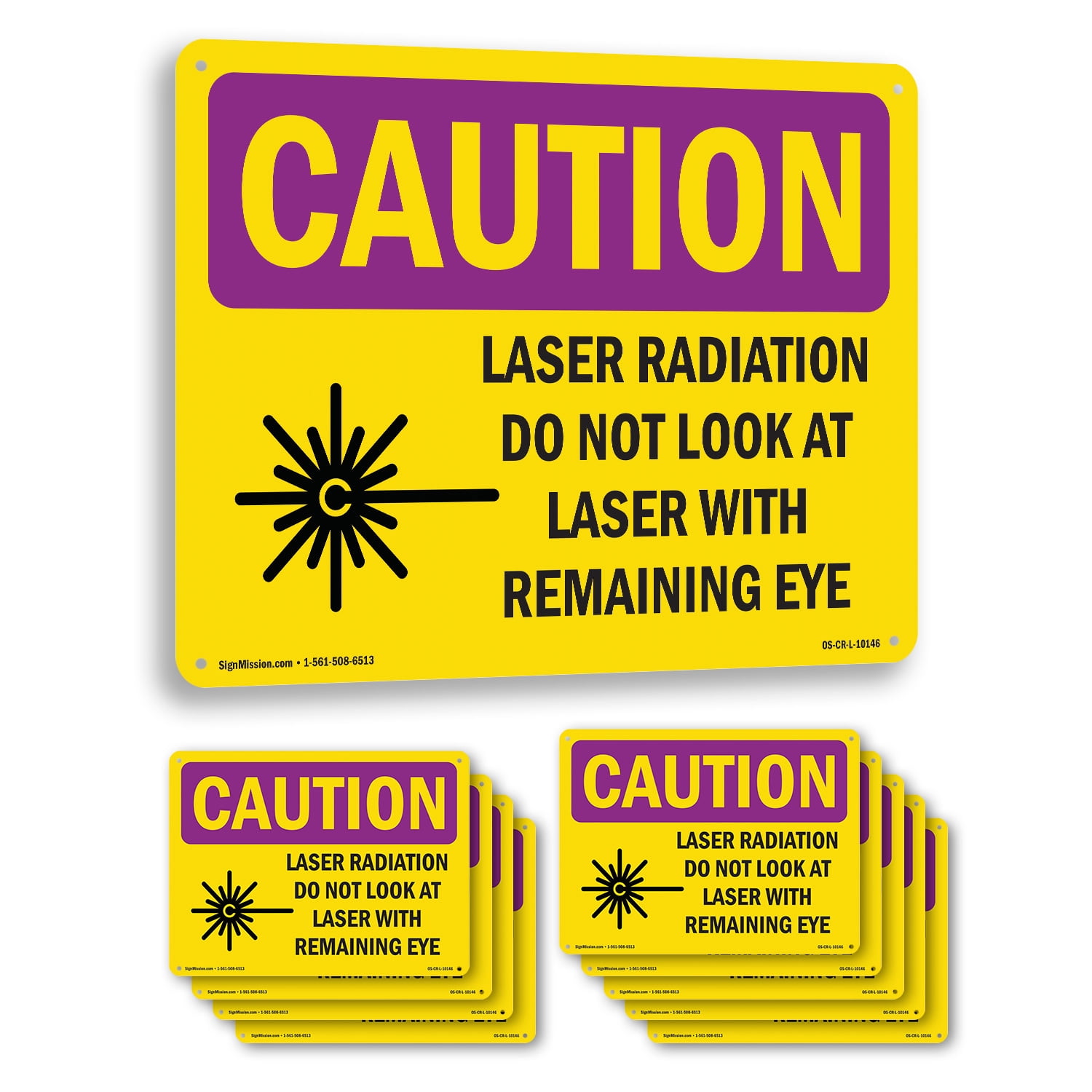 Laser Radiation Do Not Look With Symbol OSHA Caution Radiation Aluminum ...