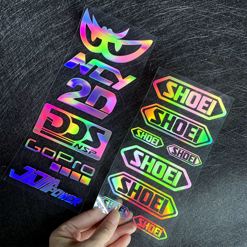 Laser Rainbow Reflective Shark Motorcycle Side Strip Bike Helmet ...