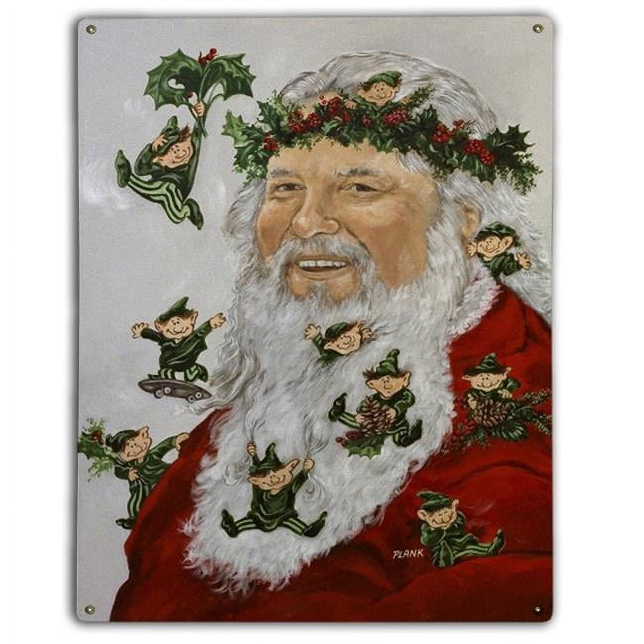 Laser Reproductions LS974M1215-TA 12 x 15 in. Santa & His Helpers Metal ...