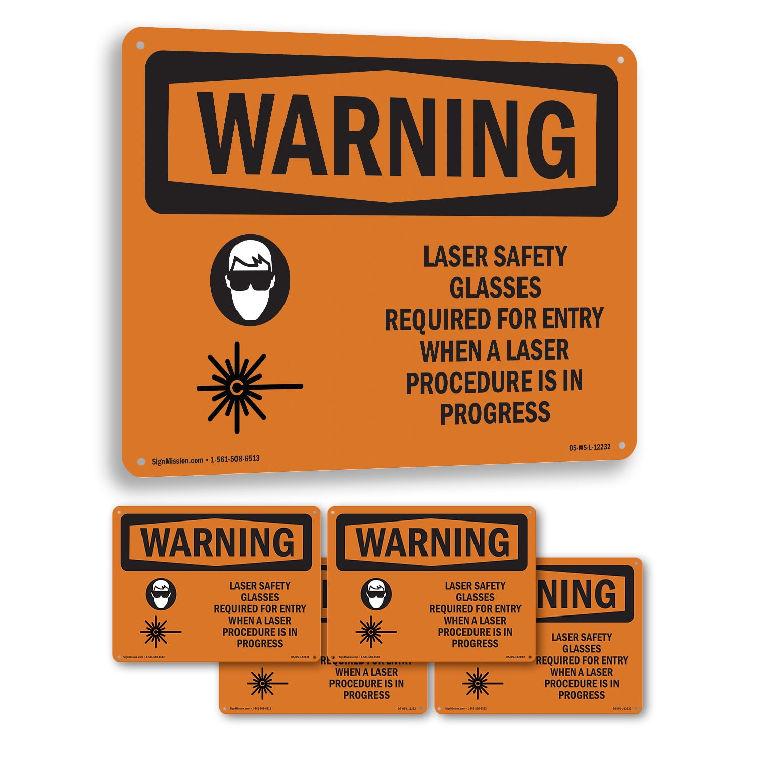 Laser Safety Glasses Required With Symbol OSHA WARNING Aluminum Sign 10 ...