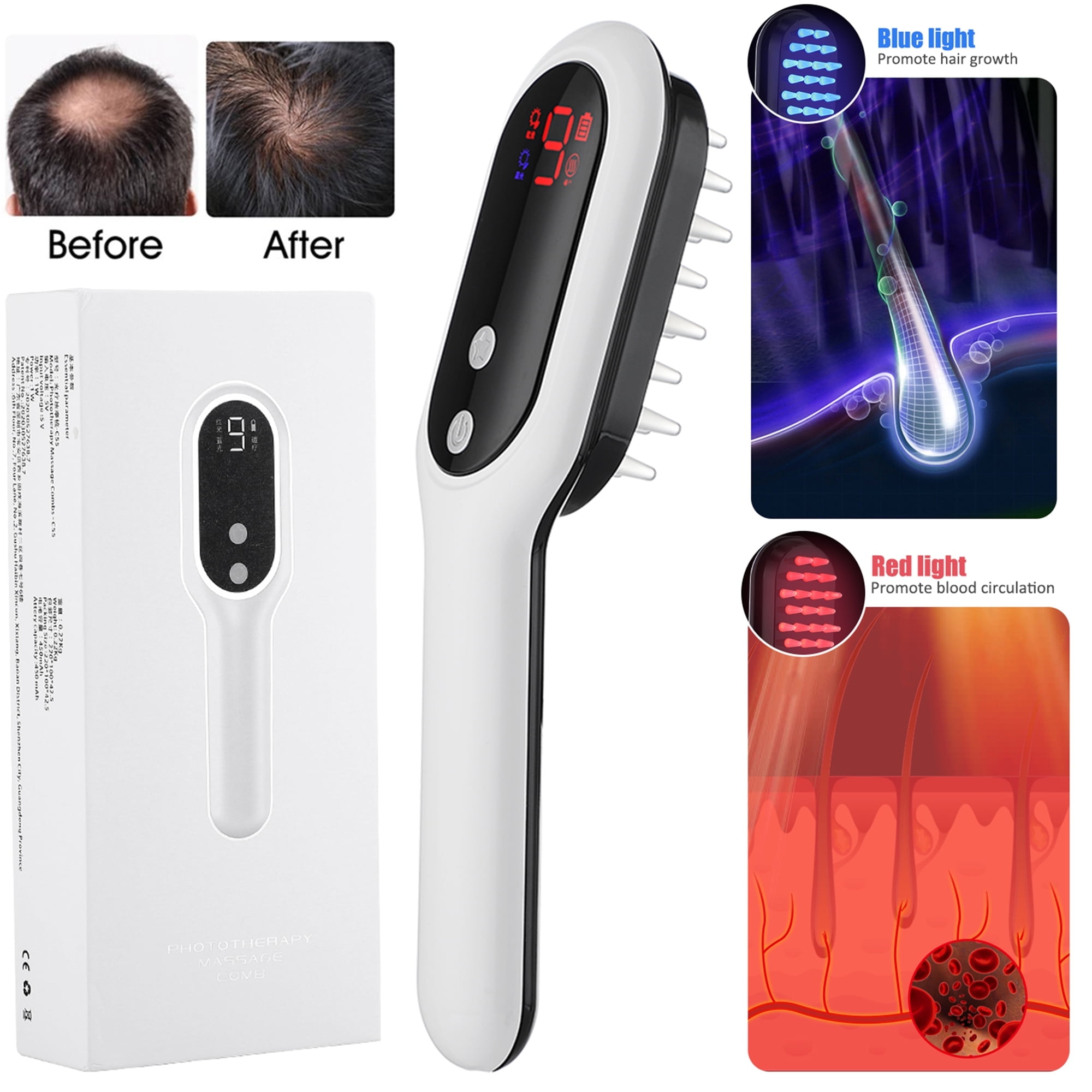 "AITREE Laser Scalp Massager Comb, Electric Hair Regrowth Brush, Red ...