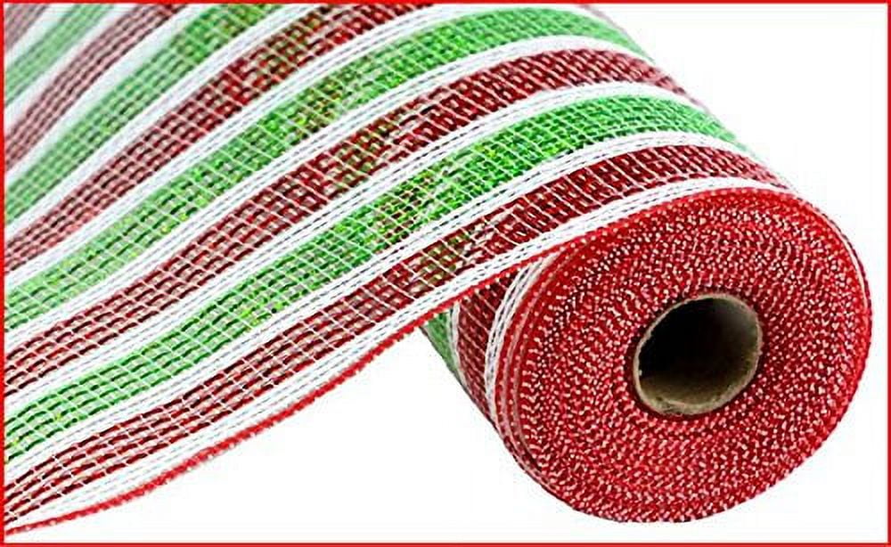 Laser Stripe Deco Poly Mesh, 10.5 Inches x 10 Yards (Red, Lime, White) - Walmart.com