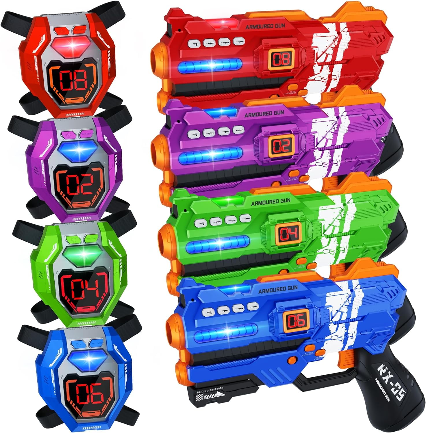 Laser Tag OSALON Guns Set Of 4 With LED Score Vests - Infrared Battle ...