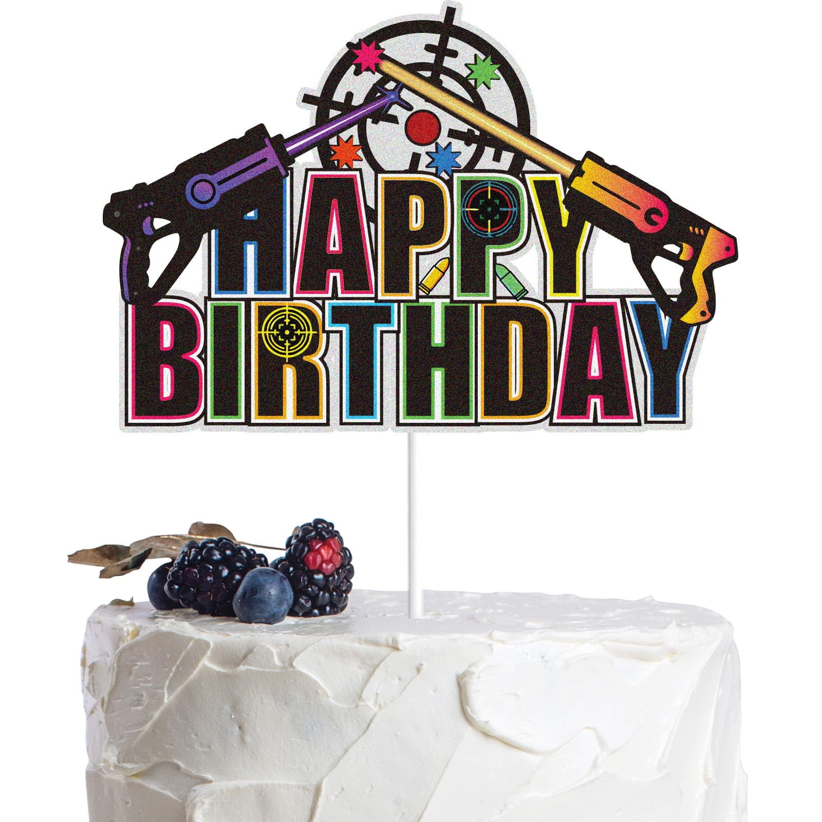 Laser Tag Happy Birthday Cake Topper RST1 Party Supplies Glow Shooting ...
