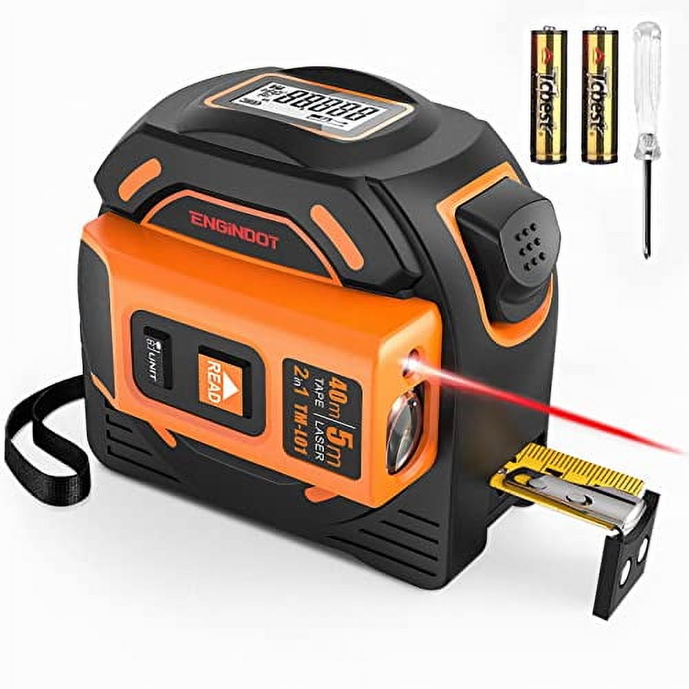 Laser Tape Measure 2-in-1, ENGiNDOT 131 Ft Laser Measure, 16 Ft Metric ...