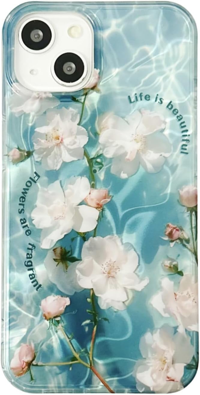 Laser Water Ripple Flower Butterfly Letters Soft for iPhone Case (Green ...