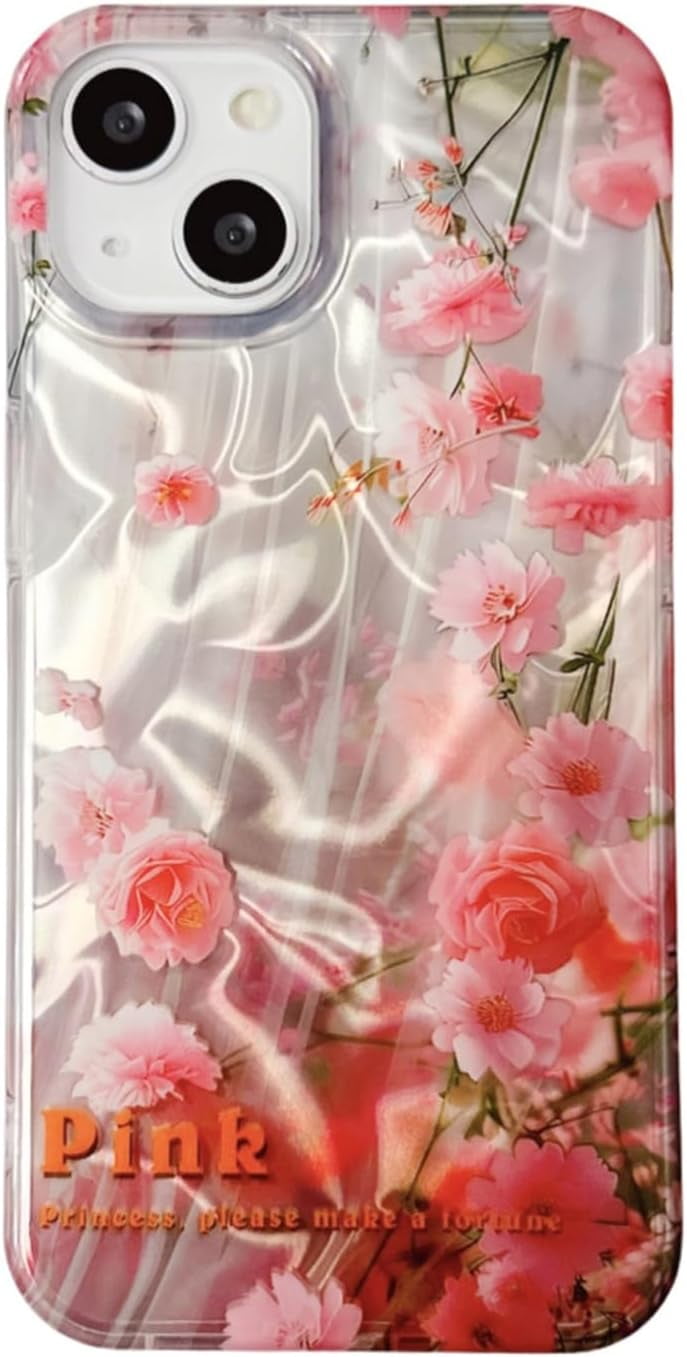 Laser Water Ripple Flower Butterfly Letters Soft for iPhone Case (Pink ...