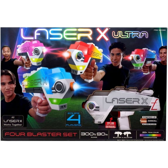 Laser X Revolution Infrared Blast Guns, 4 Player Blaster-to-Blaster Set ...