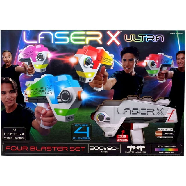 Laser X Revolution Infrared Blast Guns, 4 Player Blaster-to-Blaster Set ...