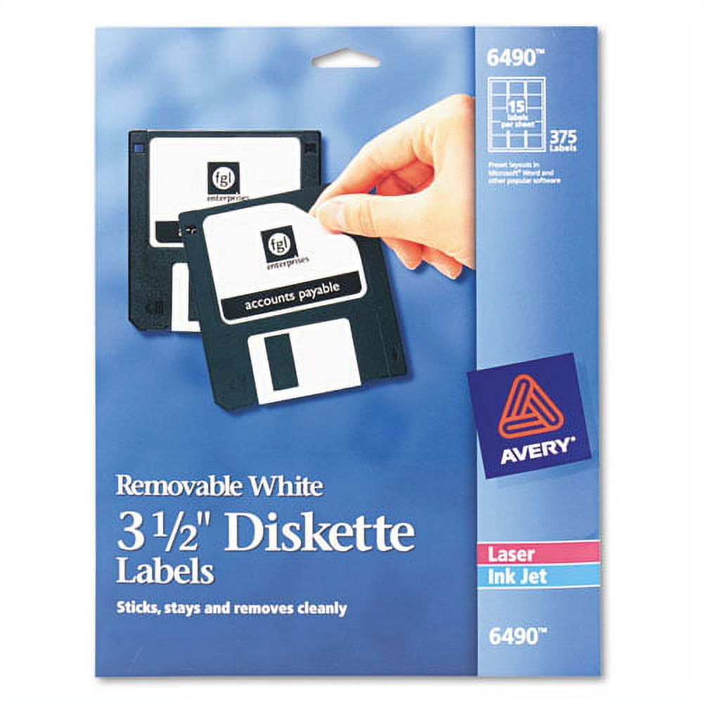 Laser/inkjet 3.5" Diskette Labels, White, 375/pack | Bundle of 2 Packs ...