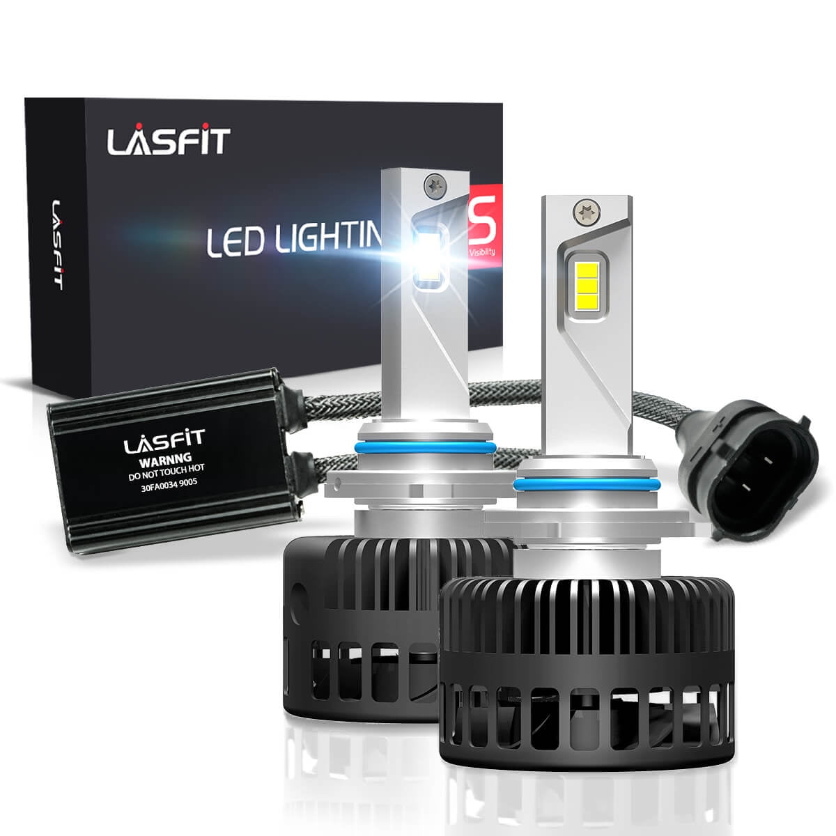 Lasfit 9005 LED Headlight Bulbs,HB3 High Beam Car LED Bulbs,72W 8000LM 6000K White,LSplus Series ...
