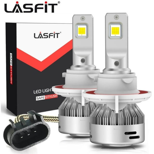 Lasfit H13 9008 LED Headlight Bulbs, Amplified Flux High Low Beam, 60W 6000LM 6000K, 2 Bulbs ...
