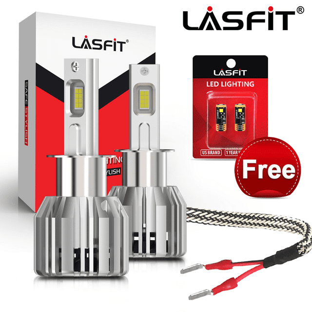 Lasfit H3 LED Fog Light Bulbs, Flip Chips 50W 5000LM 6000K Bright White ...