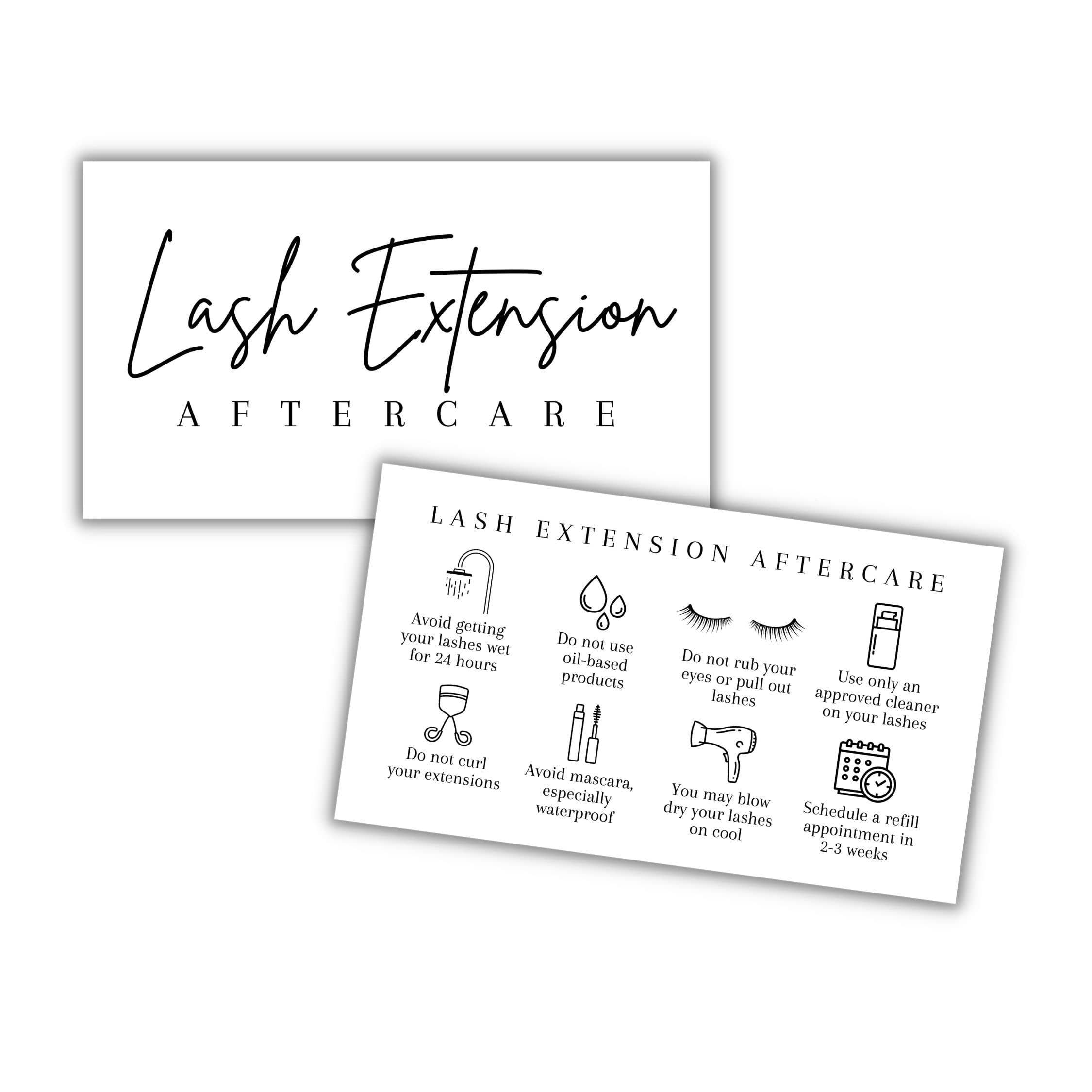 Lash Aftercare Extension Care SSF20 Cards | 50 Pack | 2 x 3.5” inches ...