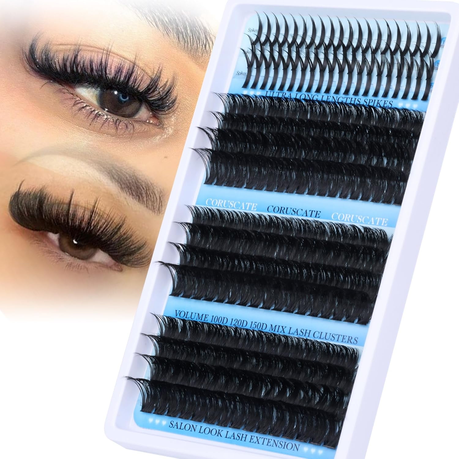 Lash Clusters 100D Long 12-20mm Lash Spikes Eyelash Clusters Volume ...