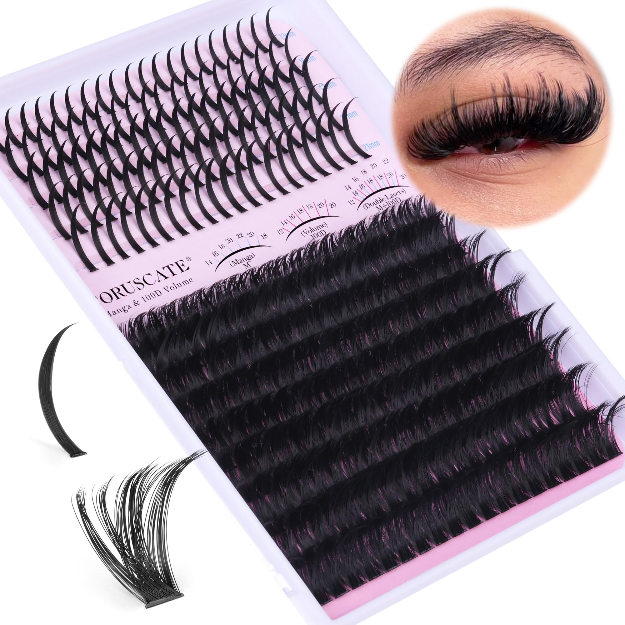 Lash Clusters 100D Long IFF17 12-20mm Lash Spikes Eyelash Clusters ...