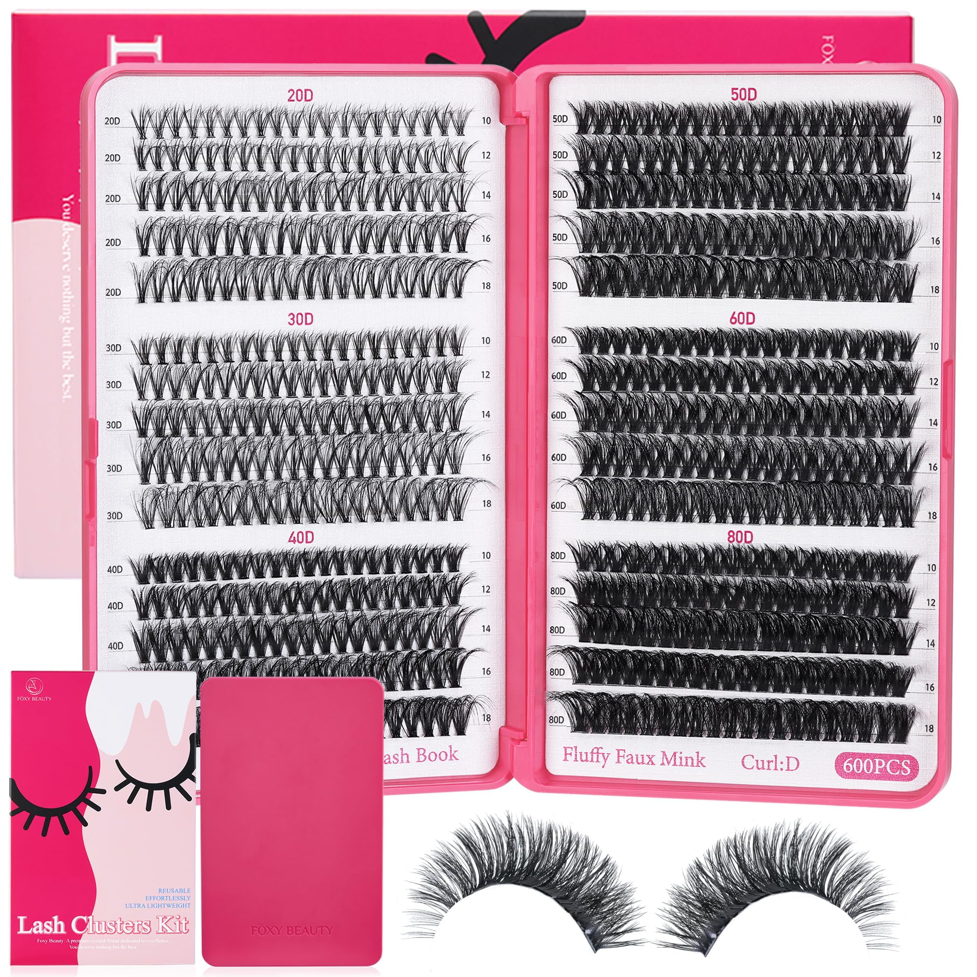Lash Clusters 600PCS - IFF17 Eyelash Clusters 20D+30D+40D+50D+60D+80D ...