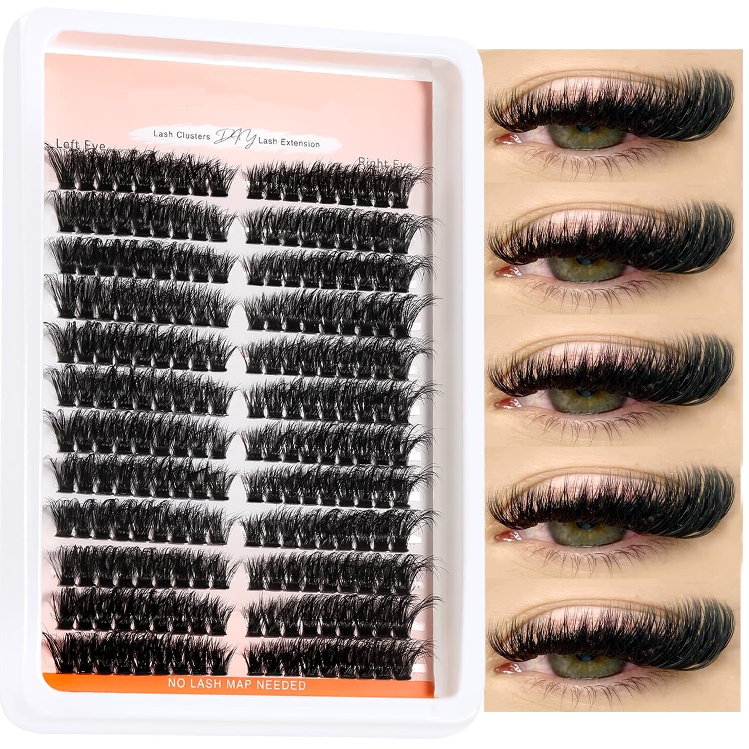 Lash Clusters 80D Cluster Eyelash Extensions 8-16mm Cat Eye Wispy ...