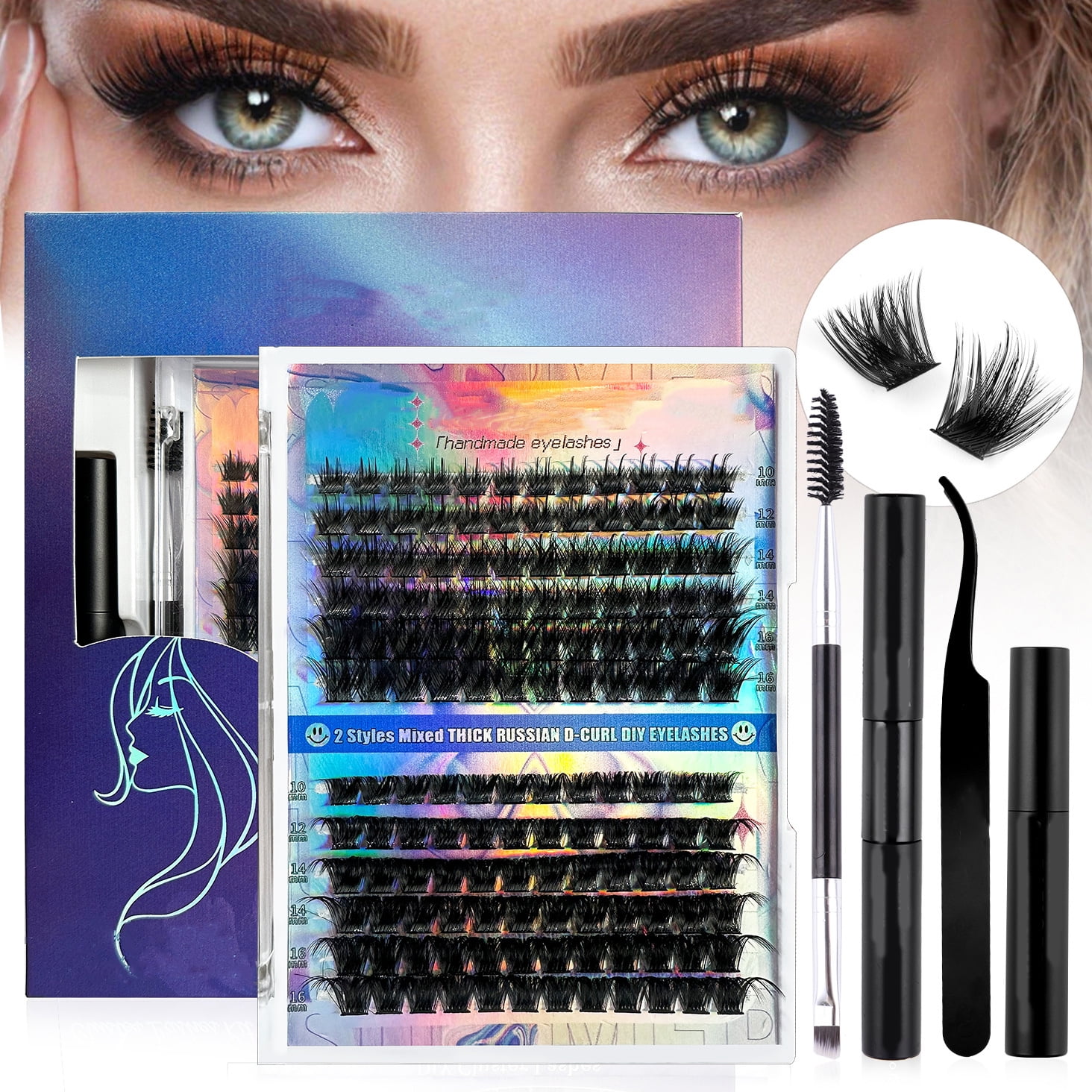 Lash Clusters DIY Lash Extensions Kit 144Pcs,10-16mm Mix Set,2 PACK ...