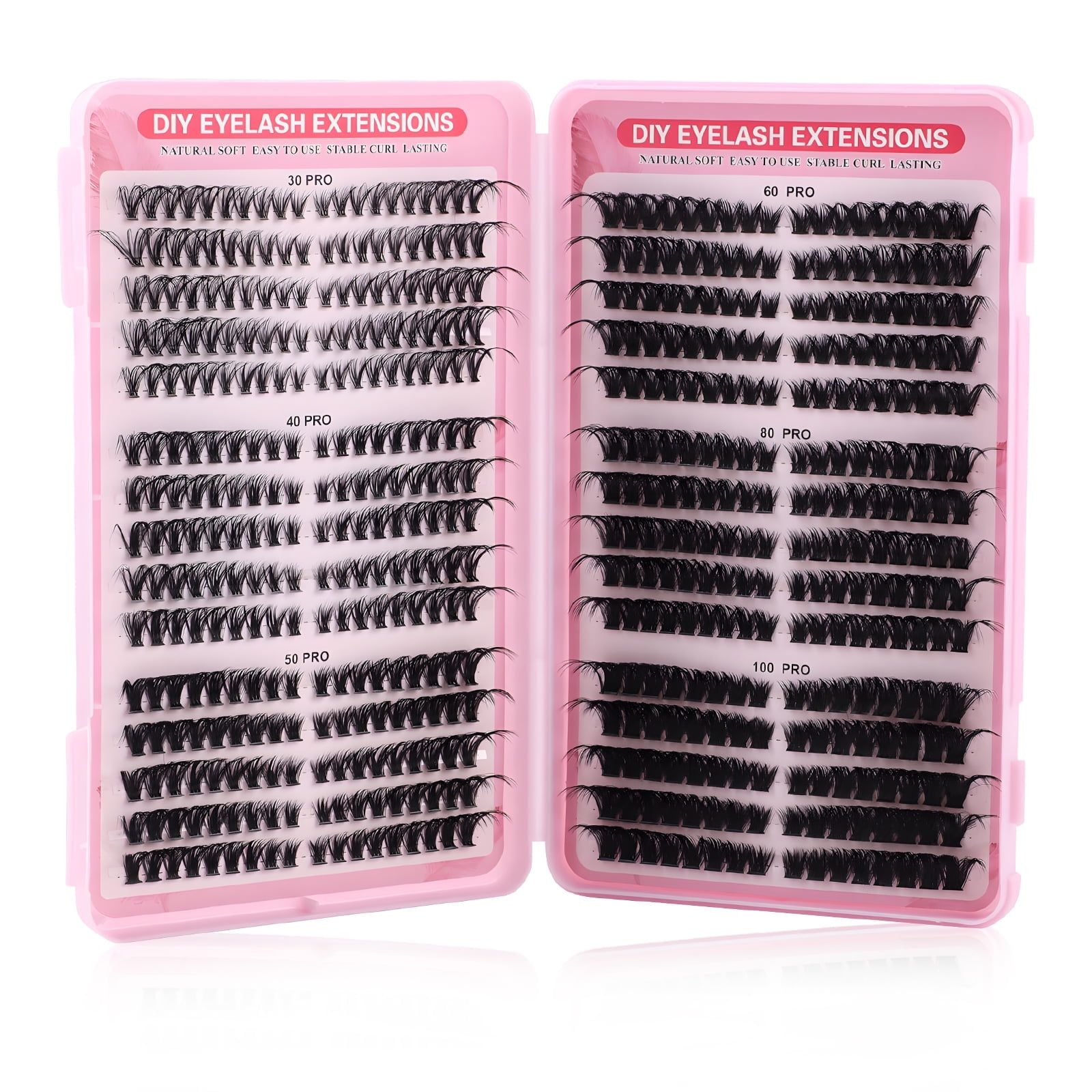 Lash Clusters DIY Lash Extensions Kit 540Pcs, 30D+40D+50D+60D+80D+100D ...