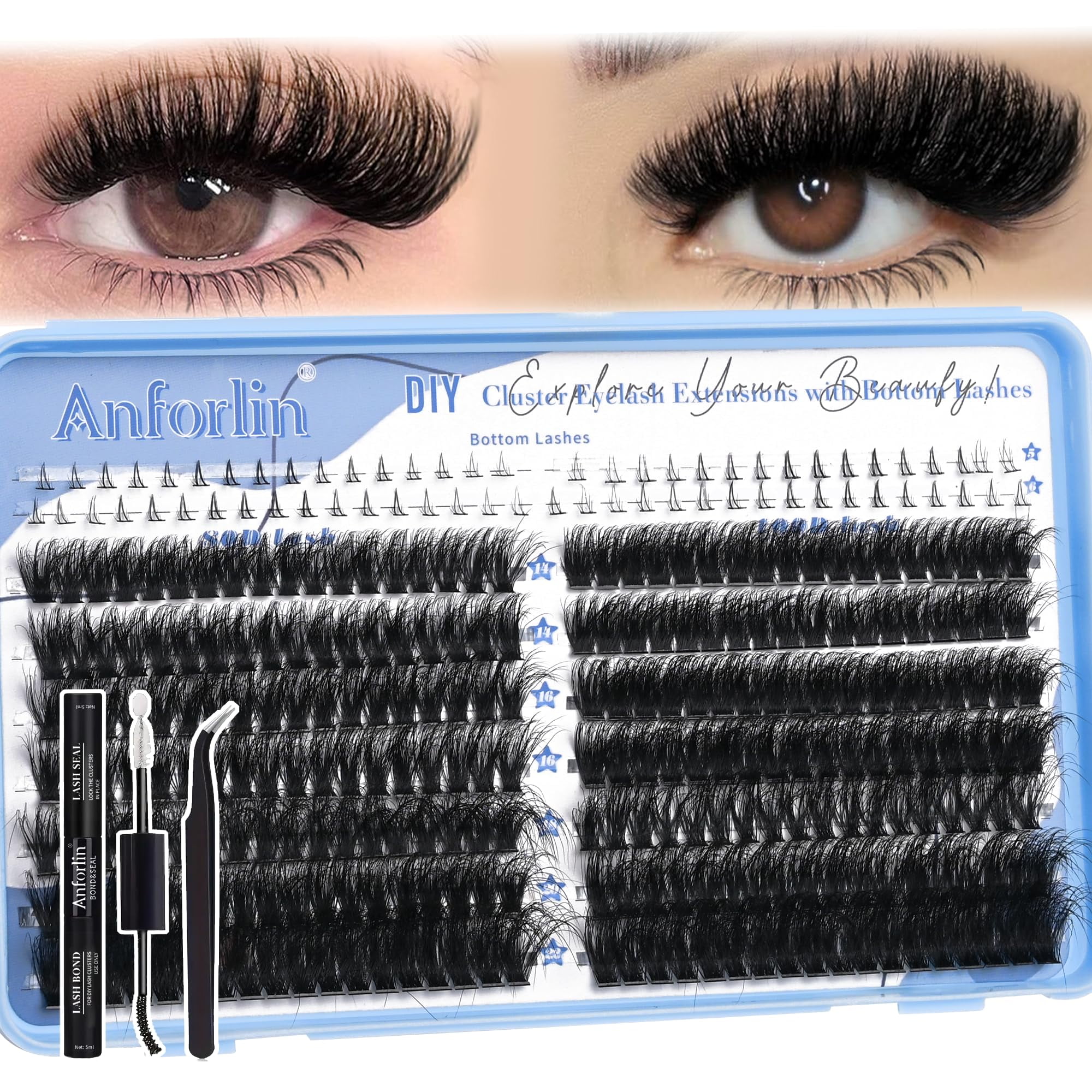 Lash Clusters Kit 316pcs SSF20 Lash Extension Kit Fluffy 80D+100D Lash ...