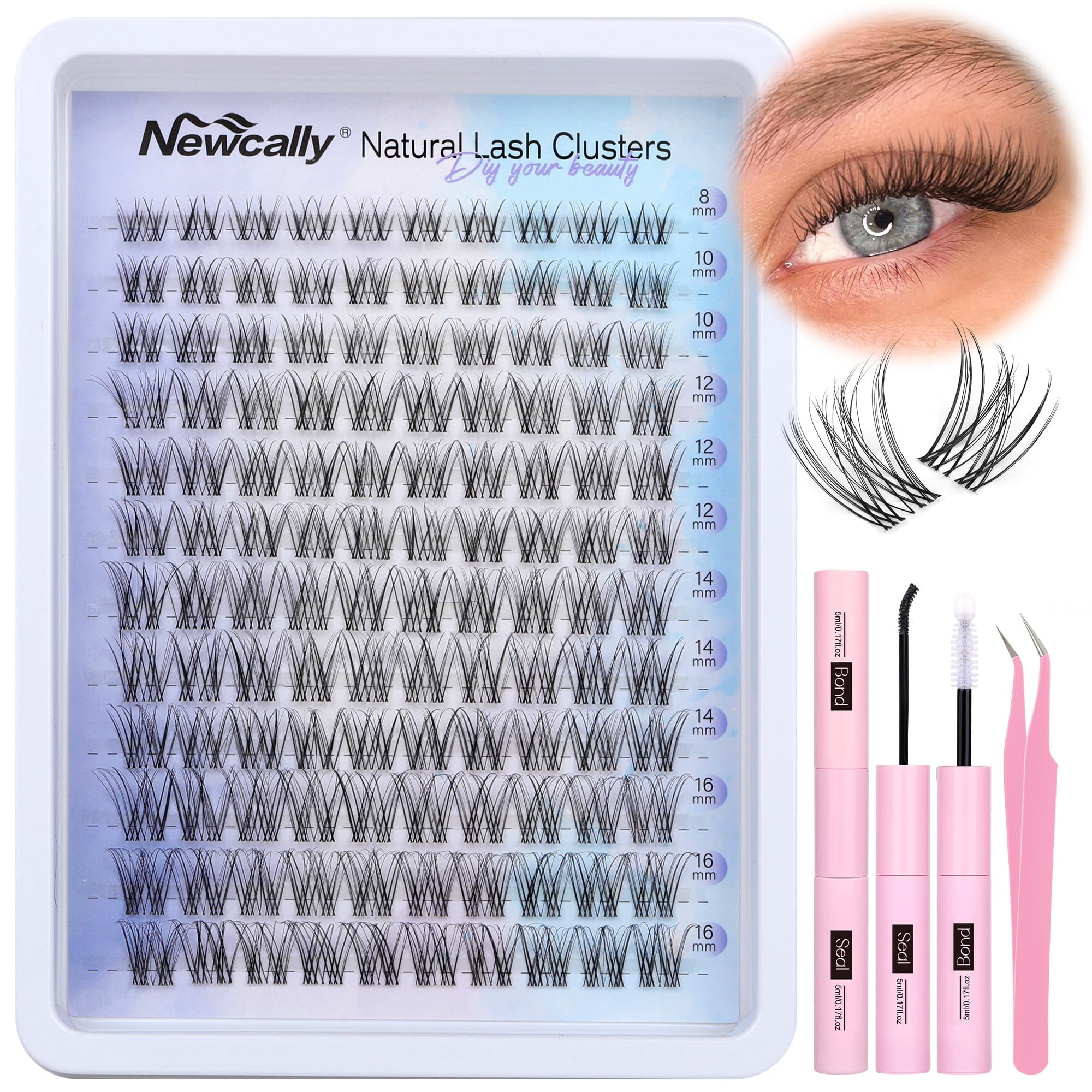 Lash Clusters Kit Natural SSF20 Wispy DIY Eyelash Extension Kit 8-16MM ...