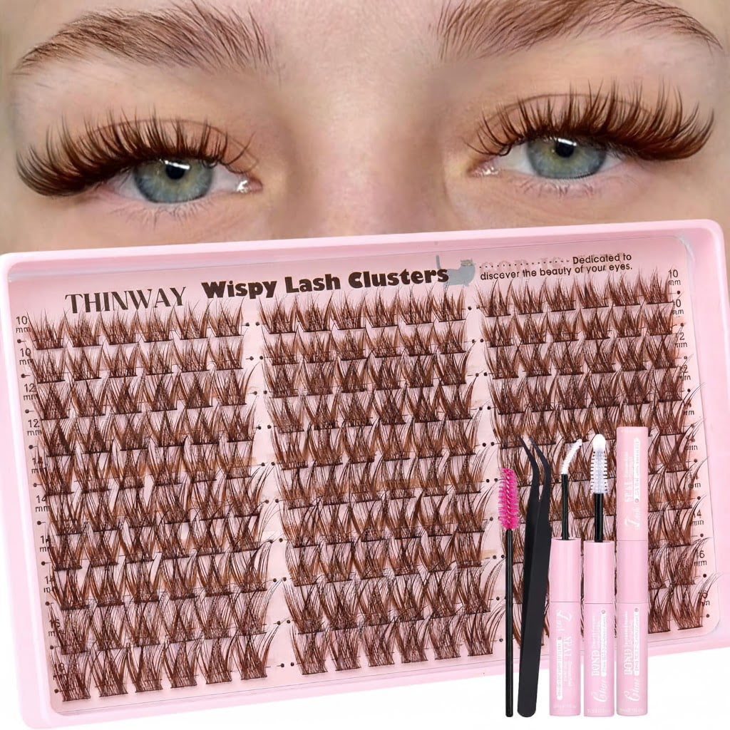 Thinway Brown Wispy Eye Lash Clusters Kit Natural Cluster Eyelash ...